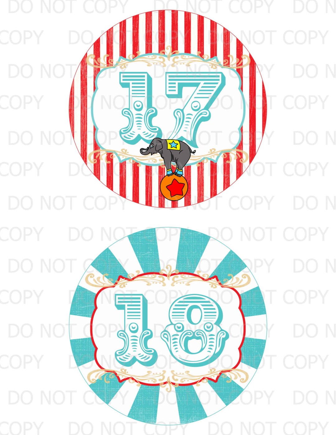 Printable Diy Vintage Circus Table Numbers 17 Through 26 - INSTANT ...