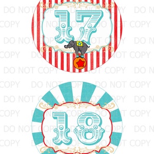 Printable Diy Vintage Circus Table Numbers 17 Through 26 INSTANT ...