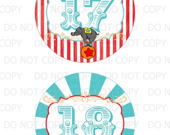 Printable Diy Vintage Circus Table Numbers 17 Through 26 | Etsy