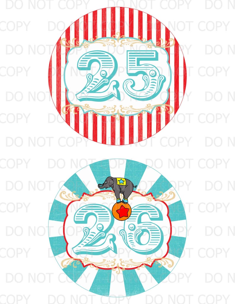 Printable Diy Vintage Circus Table Numbers 17 Through 26 - Etsy