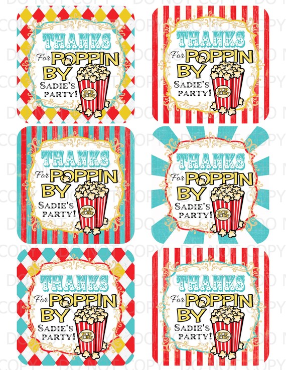 Printable DIY Personalized Circus Carnival Popcorn Theme Favor - Etsy