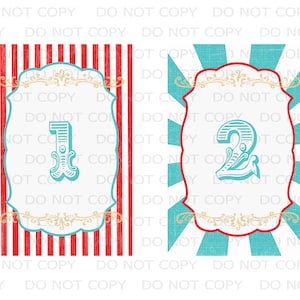 Printable Vintage Circus Table Numbers 1 Through 22 - Etsy