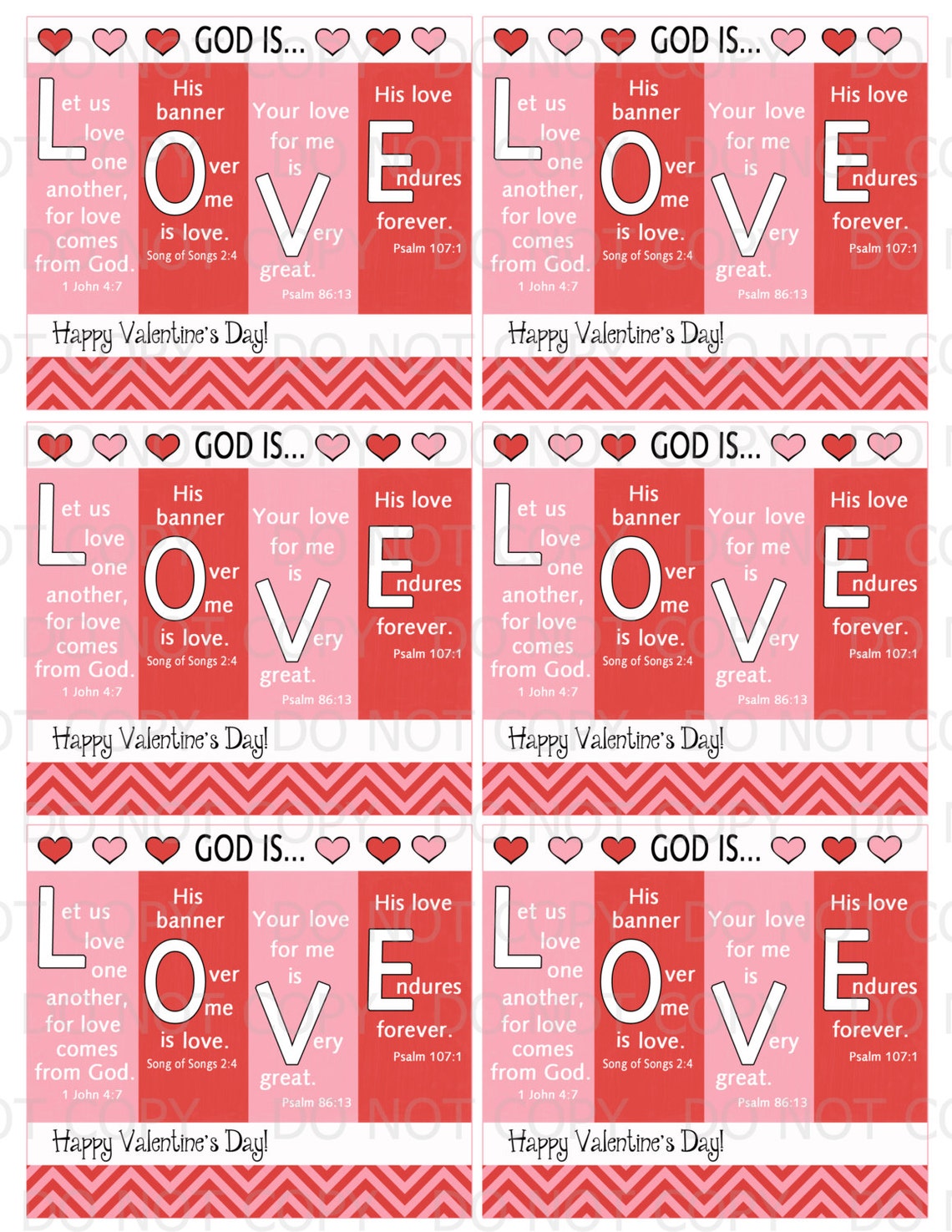 Printable God is Love Religious Christian Valentine Cards or | Etsy