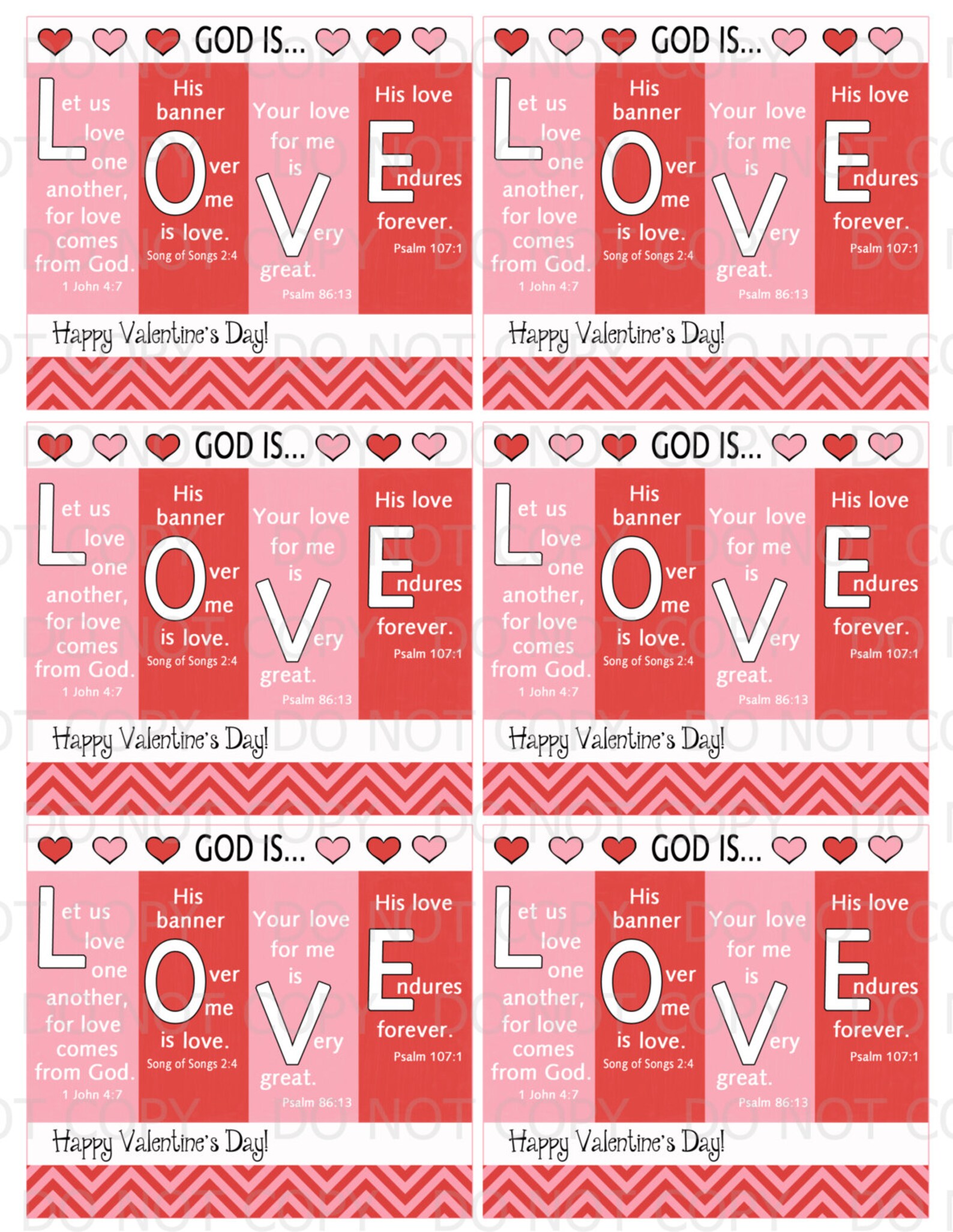Printable God is Love Religious Christian Valentine Cards or | Etsy