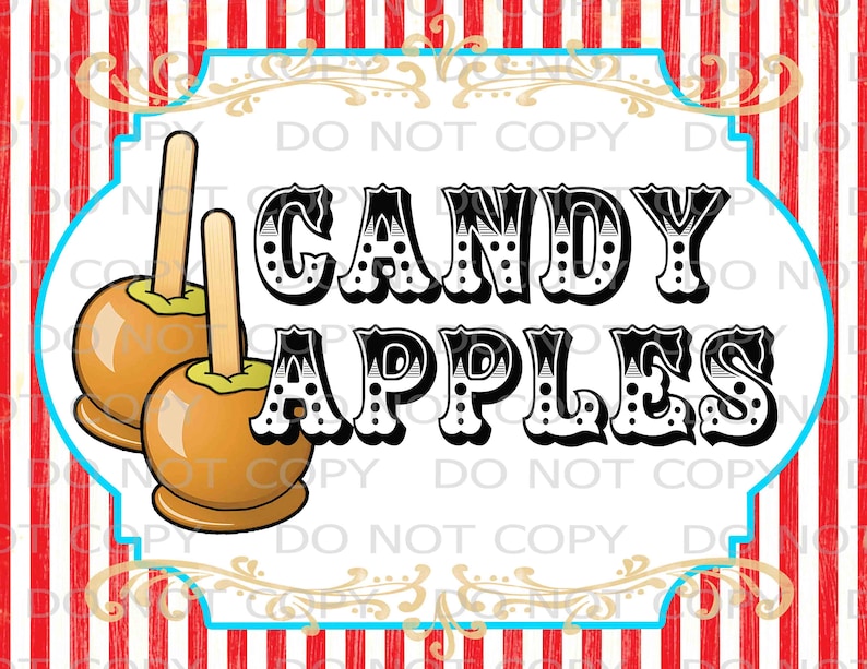 Printable DIY Vintage Circus Candy Apples Table Sign - Etsy