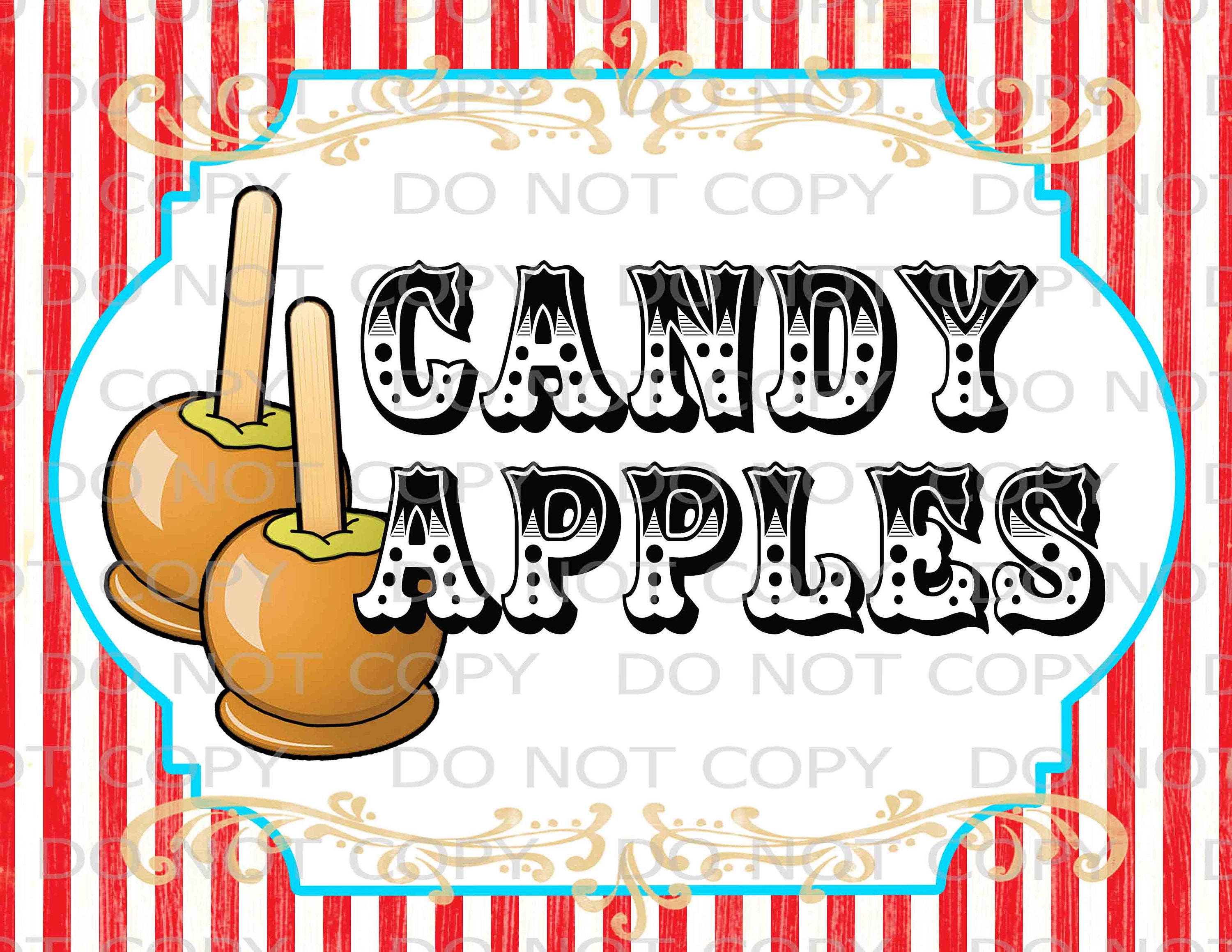 Printable DIY Vintage Circus Candy Apples Table Sign - 8.5" X 11 ...