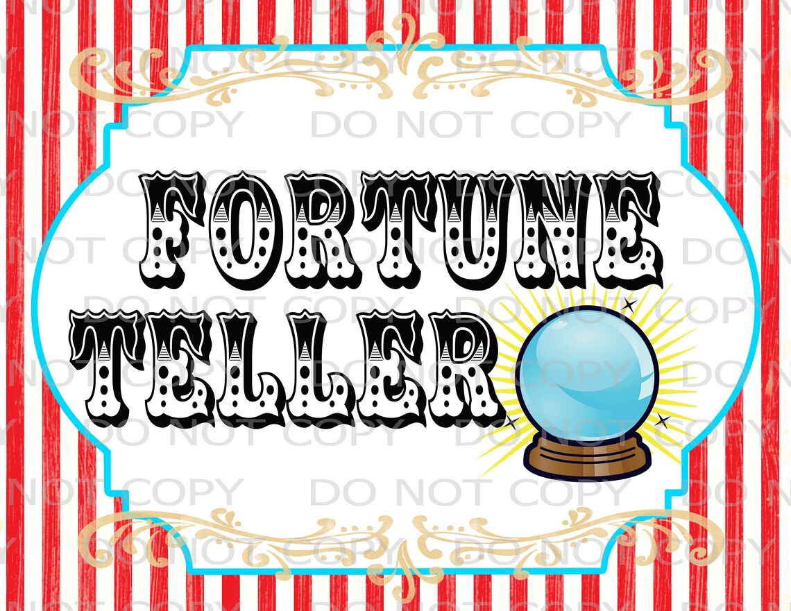 Printable DIY Vintage Circus Fortune Teller Sign - 8.5" X 11" INSTANT ...