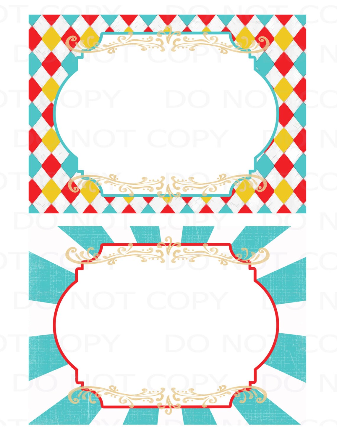 Printable Diy Vintage Circus Labels 2 5x7 Cards BLANK - Etsy