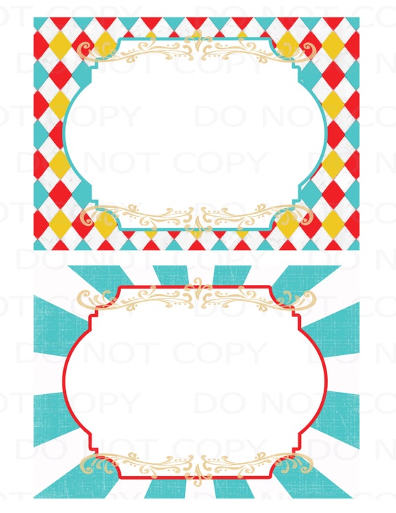 Printable Diy Vintage Circus Labels 2 5x7 Cards BLANK - Etsy