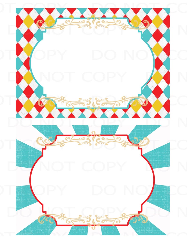 Printable Diy Vintage Circus Labels 2 5x7 Cards BLANK - Etsy