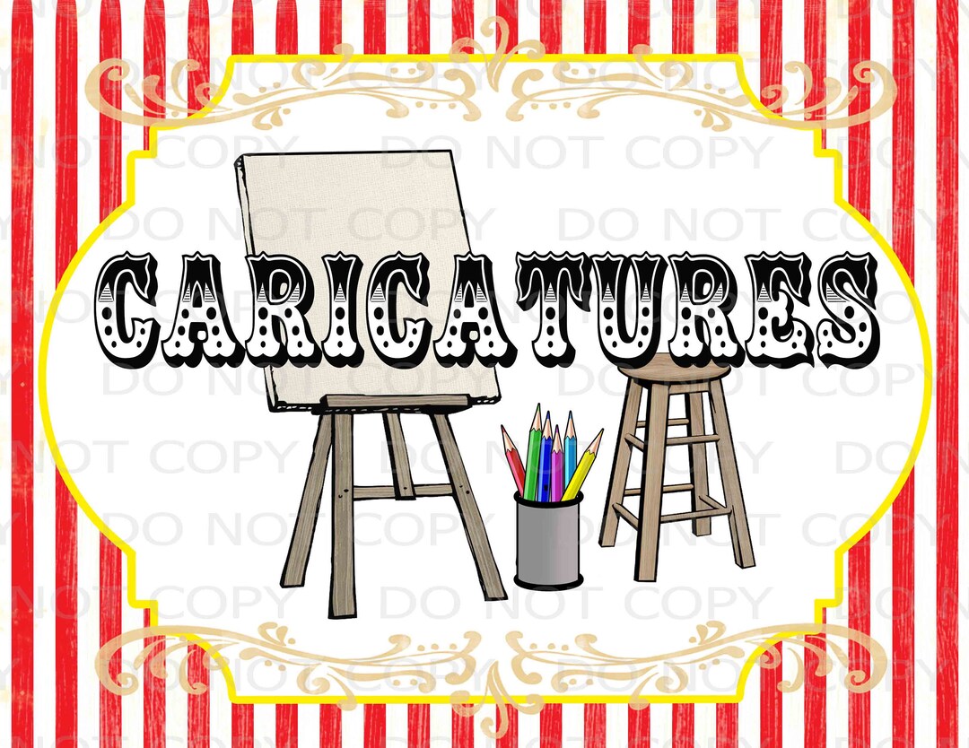 Printable DIY Vintage Caricatures Table Sign - 8.5" X 11" INSTANT ...
