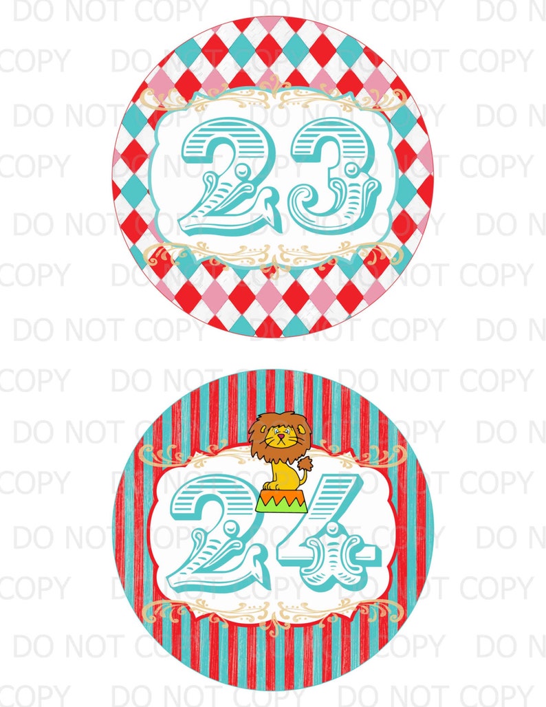 Printable Diy Vintage Circus Table Numbers 17 Through 26 - INSTANT ...