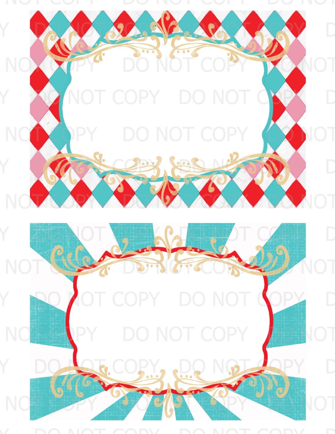 Printable Diy Vintage Circus Table Food Labels 2 5x7 Cards | Etsy