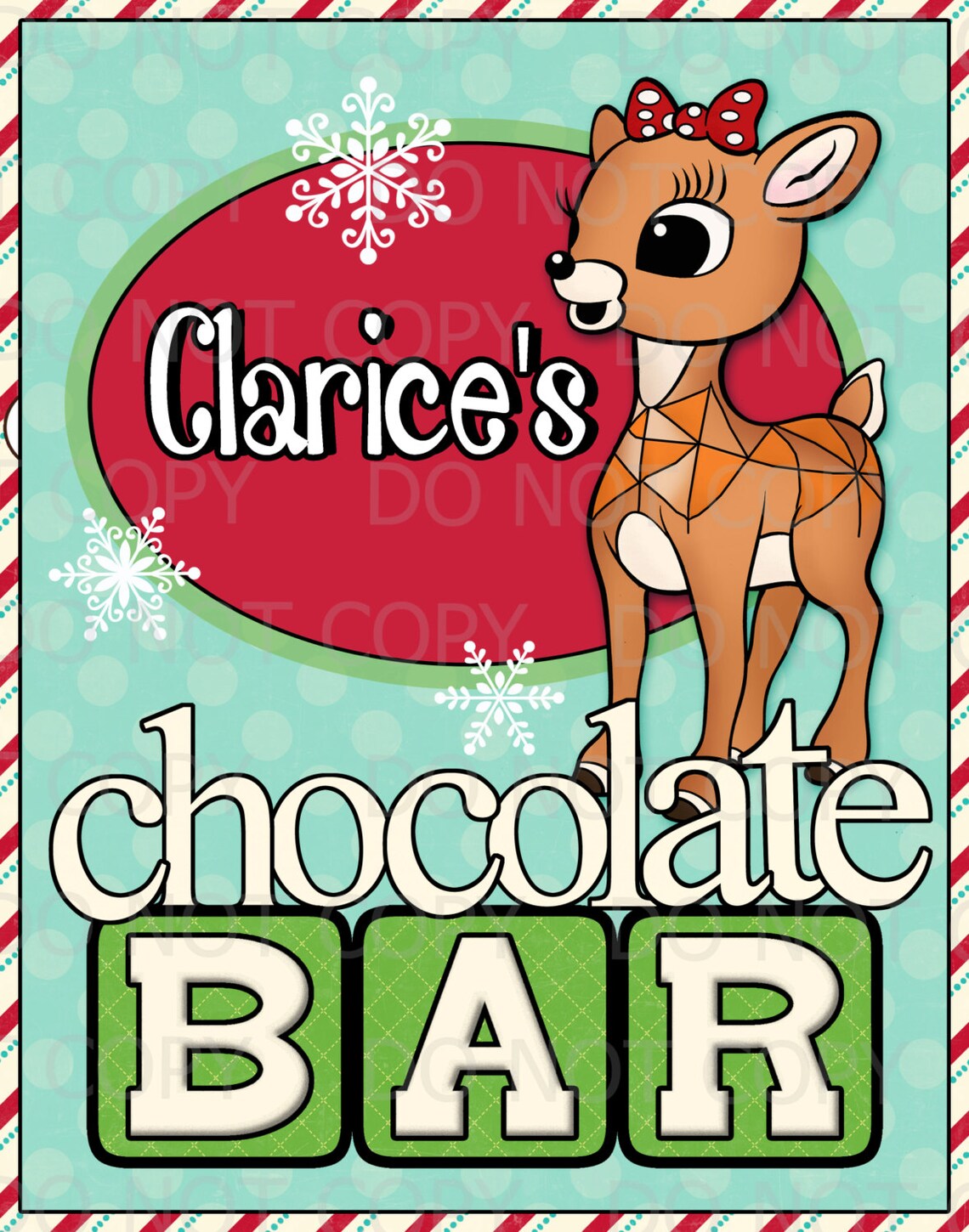 Printable Christmas Rudolph Inspired Clarice's Chocolate | Etsy