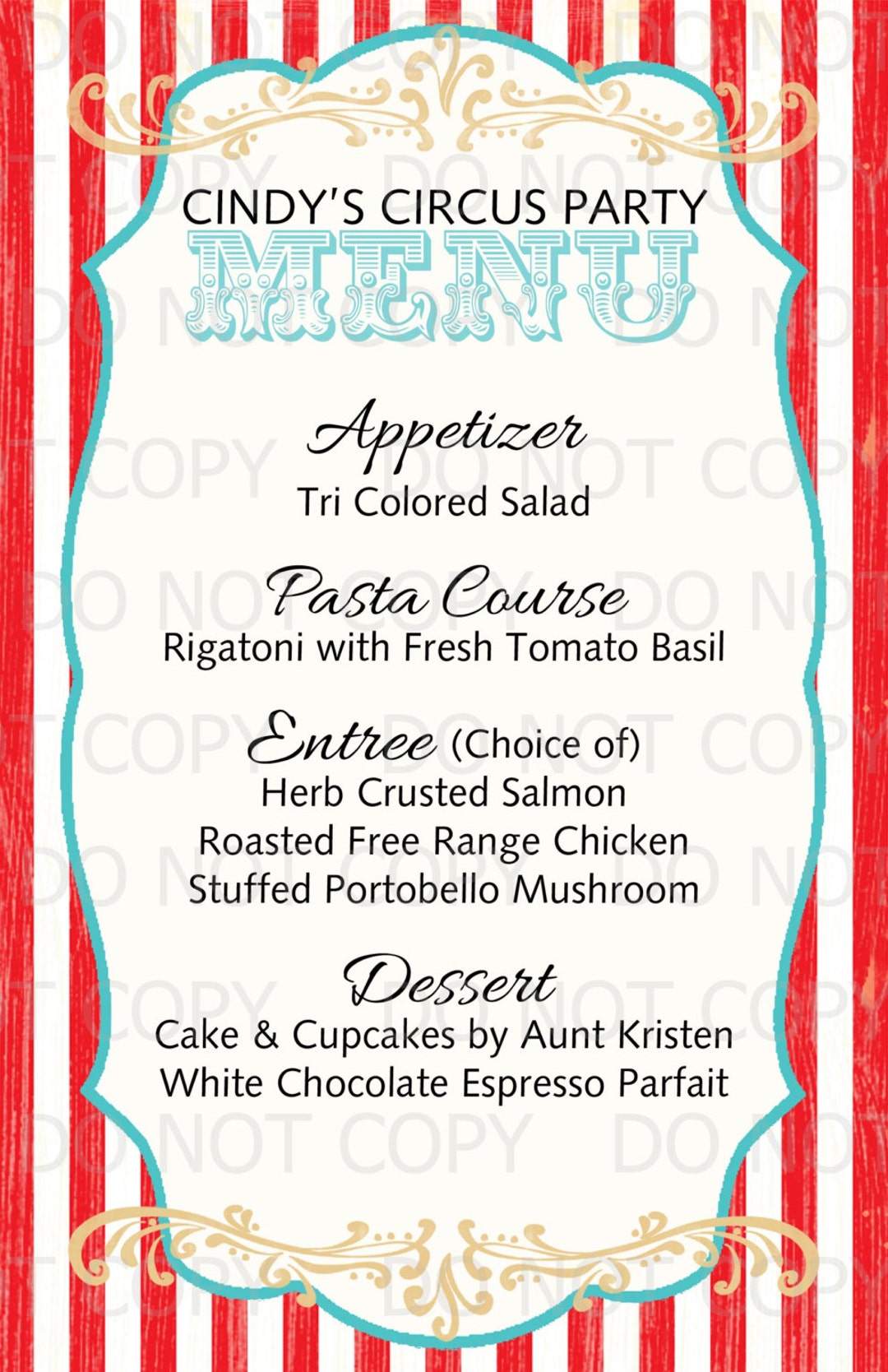 Printable DIY Circus Birthday or Shower Menus - 8.5" X 5.5" - Etsy