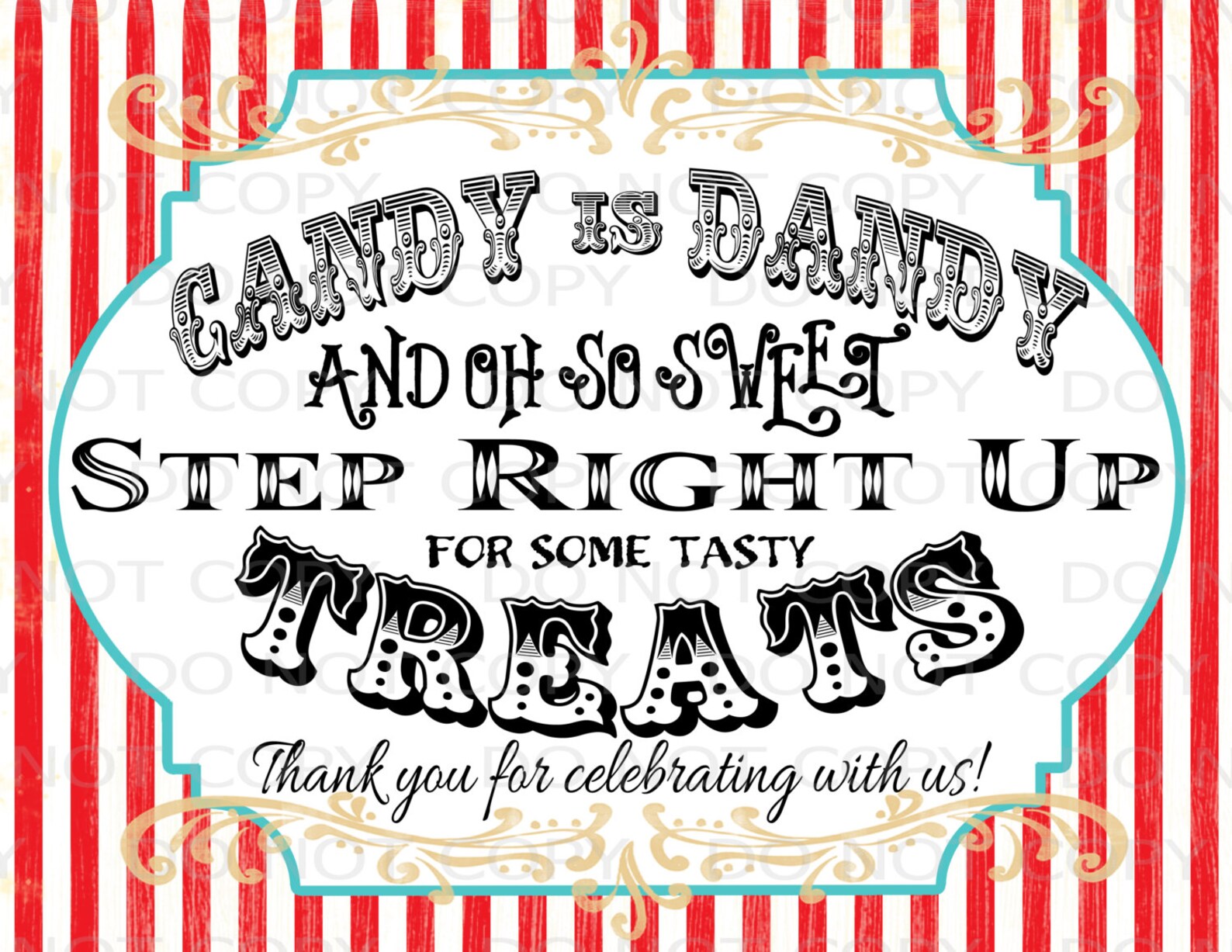 Printable DIY Vintage Circus Candy Treat Table Sign | Etsy