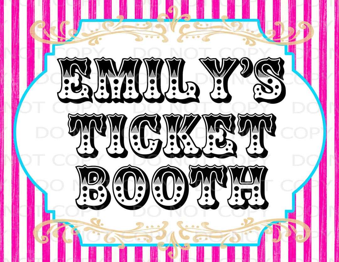 Printable DIY Vintage Circus PERSONALIZED Ticket Booth Prop Sign - 8.5 ...