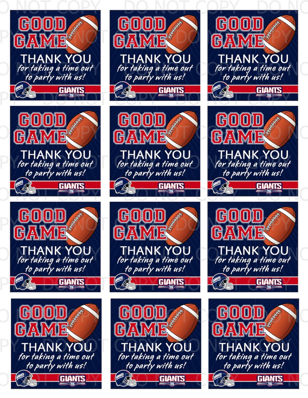 Printable Diy Sports Football Theme Favor Tags INSTANT DOWNLOAD - Etsy