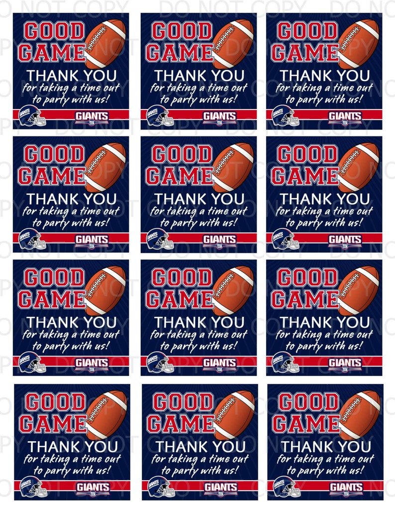 Printable Diy Sports Football Theme Favor Tags INSTANT | Etsy