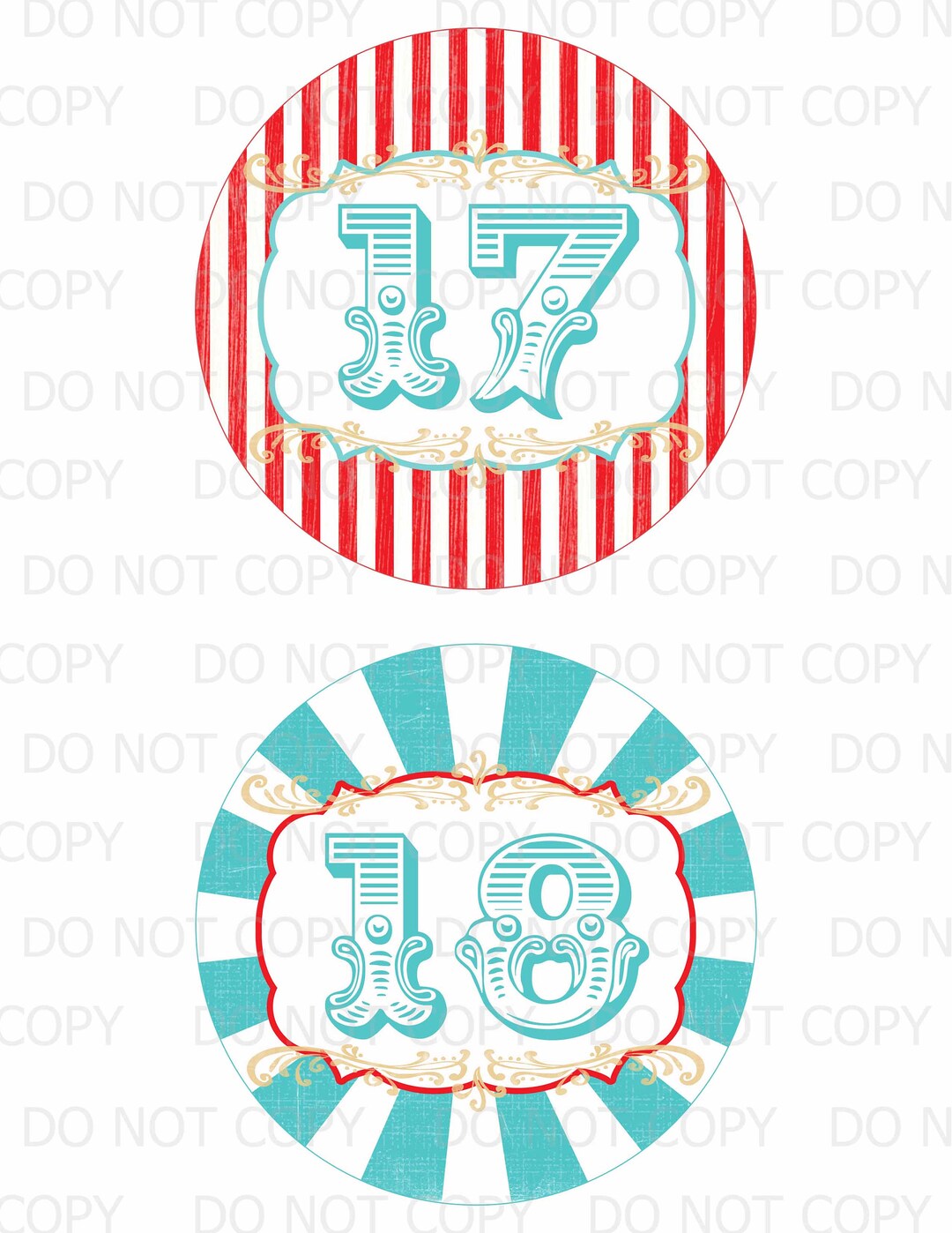 Printable Diy Vintage Circus Table Numbers 17 Through 26 - INSTANT ...