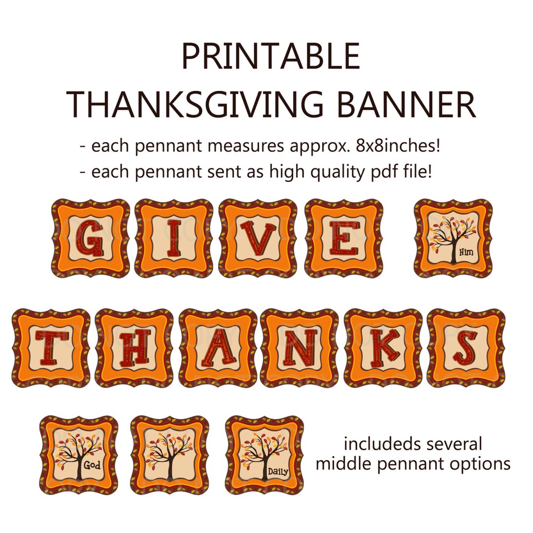 Printable DIY Thanksgiving Give Thanks Theme Holiday Banner - Etsy