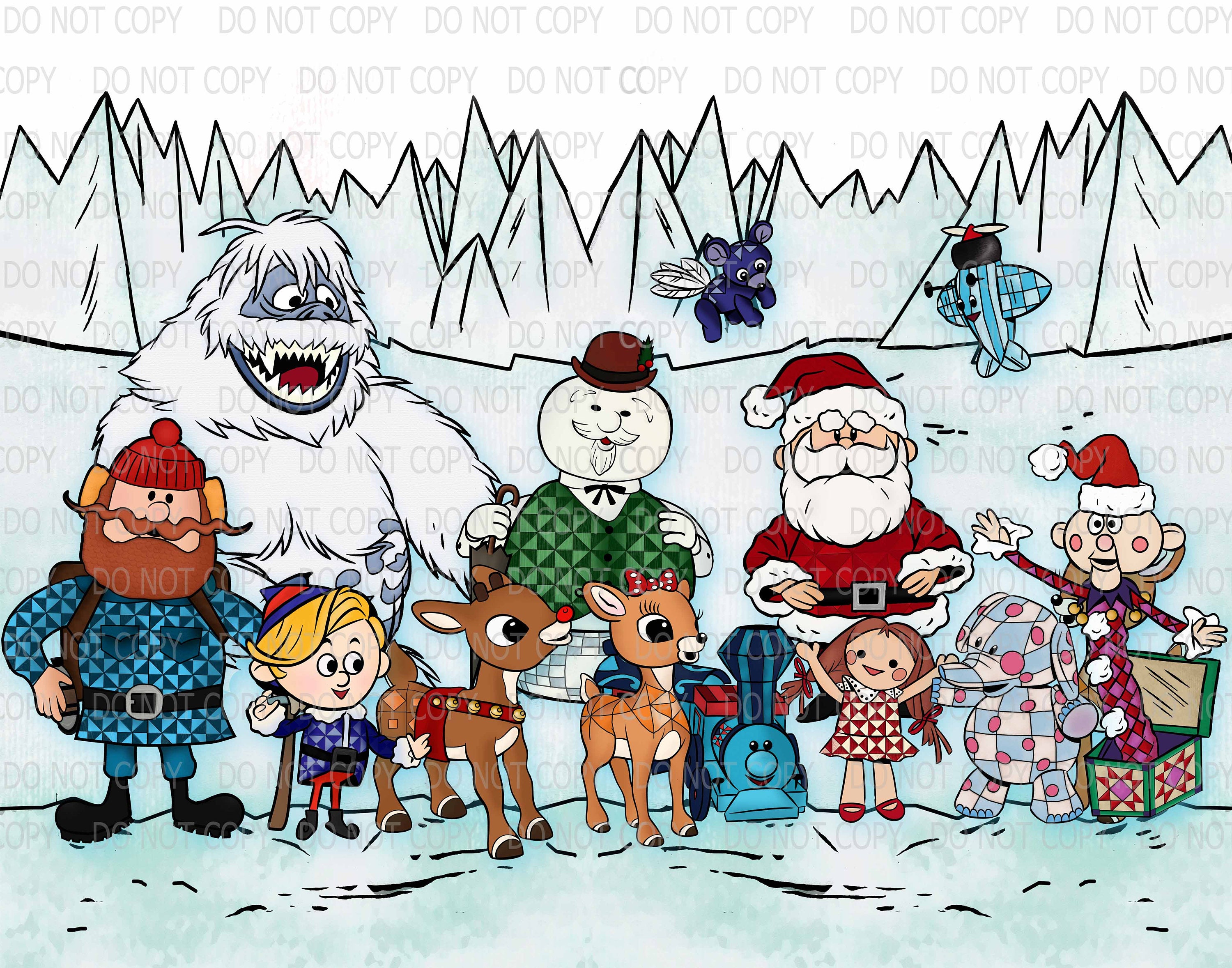 Printable Christmas Rudolph Inspired Characters Wall Art Party - Etsy