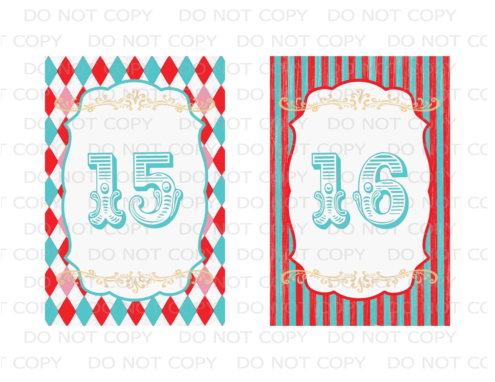 Printable Vintage Circus Table Numbers 1 Through 22 - Etsy