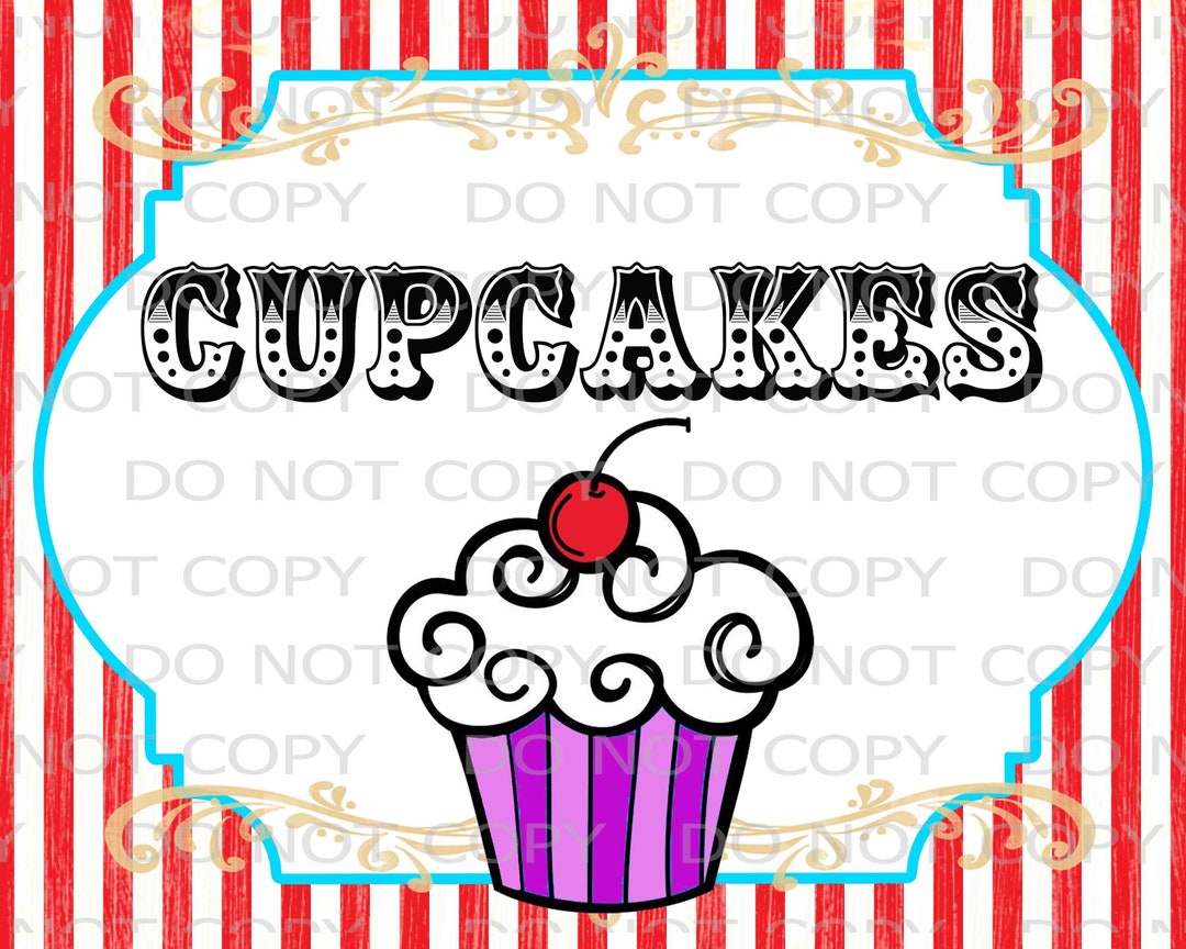 Printable DIY Vintage Circus Cupcakes Sign - 8"x10" INSTANT DOWNLOAD - Etsy
