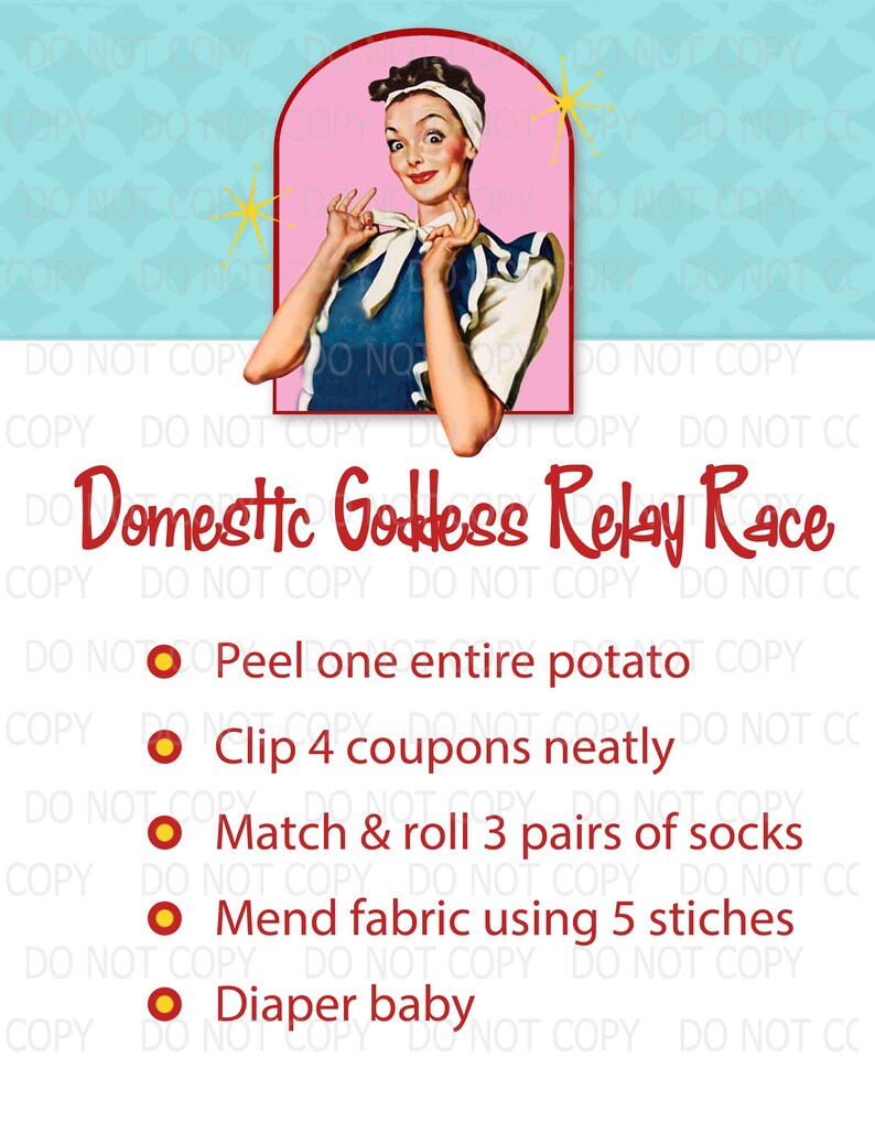 Printable Retro Housewife Themed Bridal Shower Game Domestic Etsy