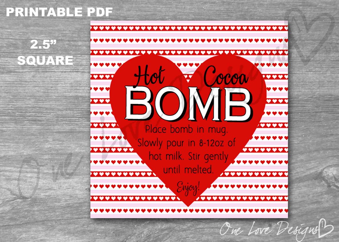 Printable Hot Cocoa Chocolate Valentine's Day Heart Tags - INSTANT ...