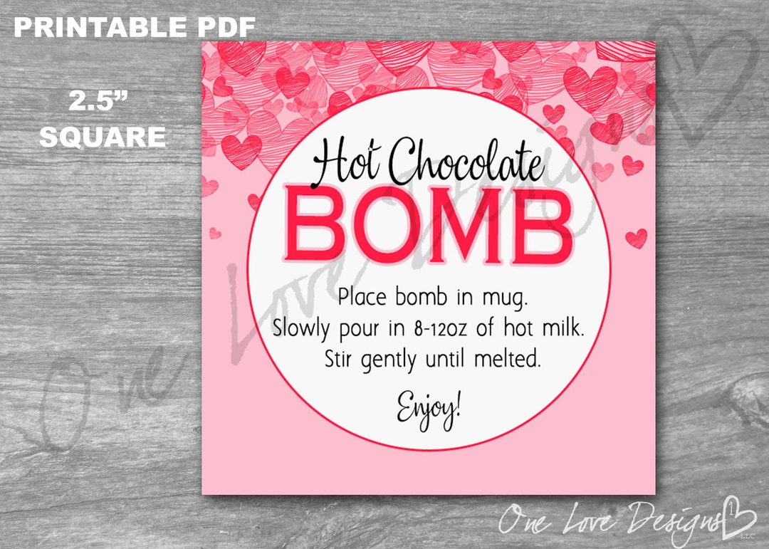 Printable Hot Cocoa Chocolate Valentine's Day Heart Tags - INSTANT ...