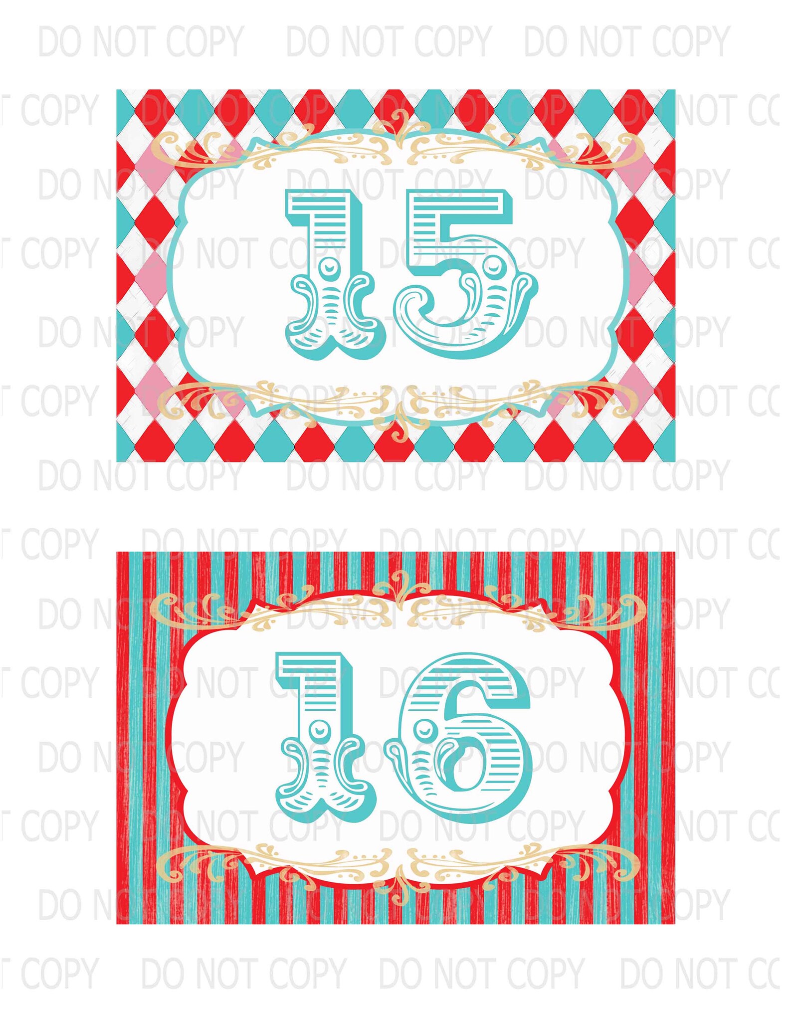 Printable Diy Vintage Circus Table Numbers 1 Through 16 - INSTANT ...