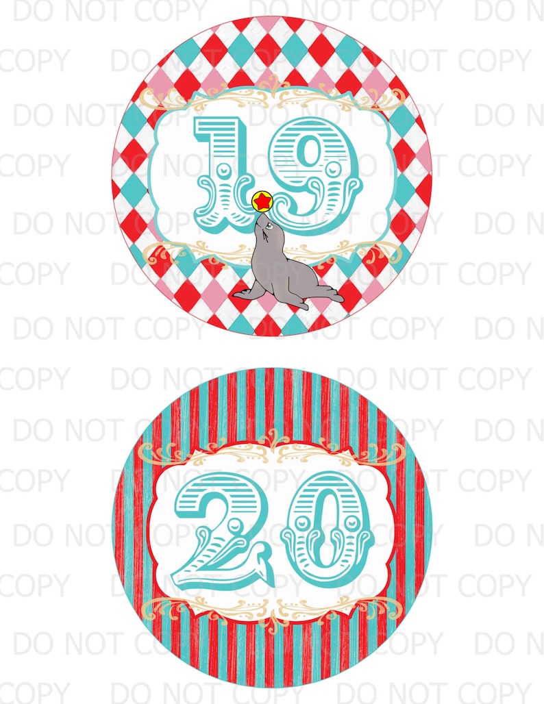 Printable Diy Vintage Circus Table Numbers 17 Through 26 - INSTANT ...