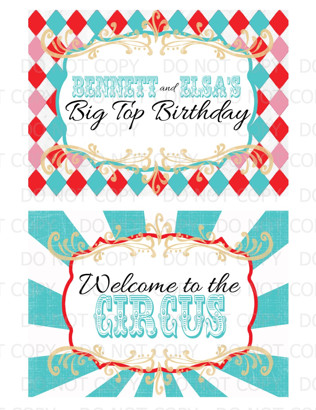 Printable DIY Vintage Circus Colorful 5x7 Table Food Signs - 2 Designs ...
