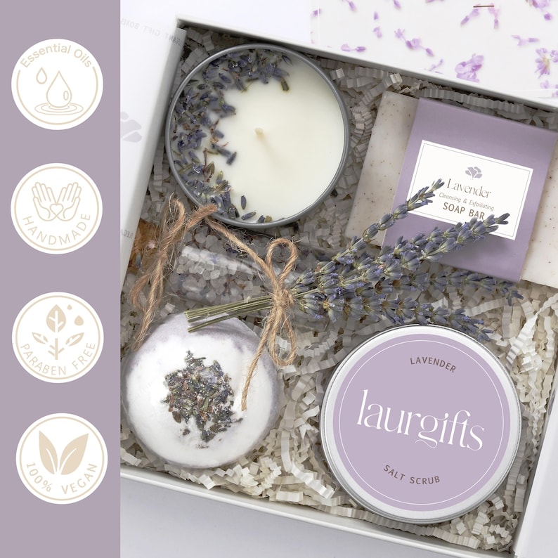 Lavender Spa Gift Box – Luxury Self Care Set for Women, Relaxation ...