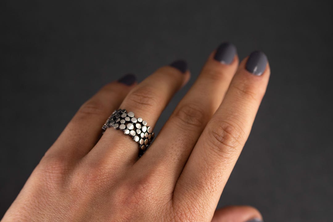 Handmade Sterling Silver Dotted Band Ring: Modern Geometric Jewelry - Etsy