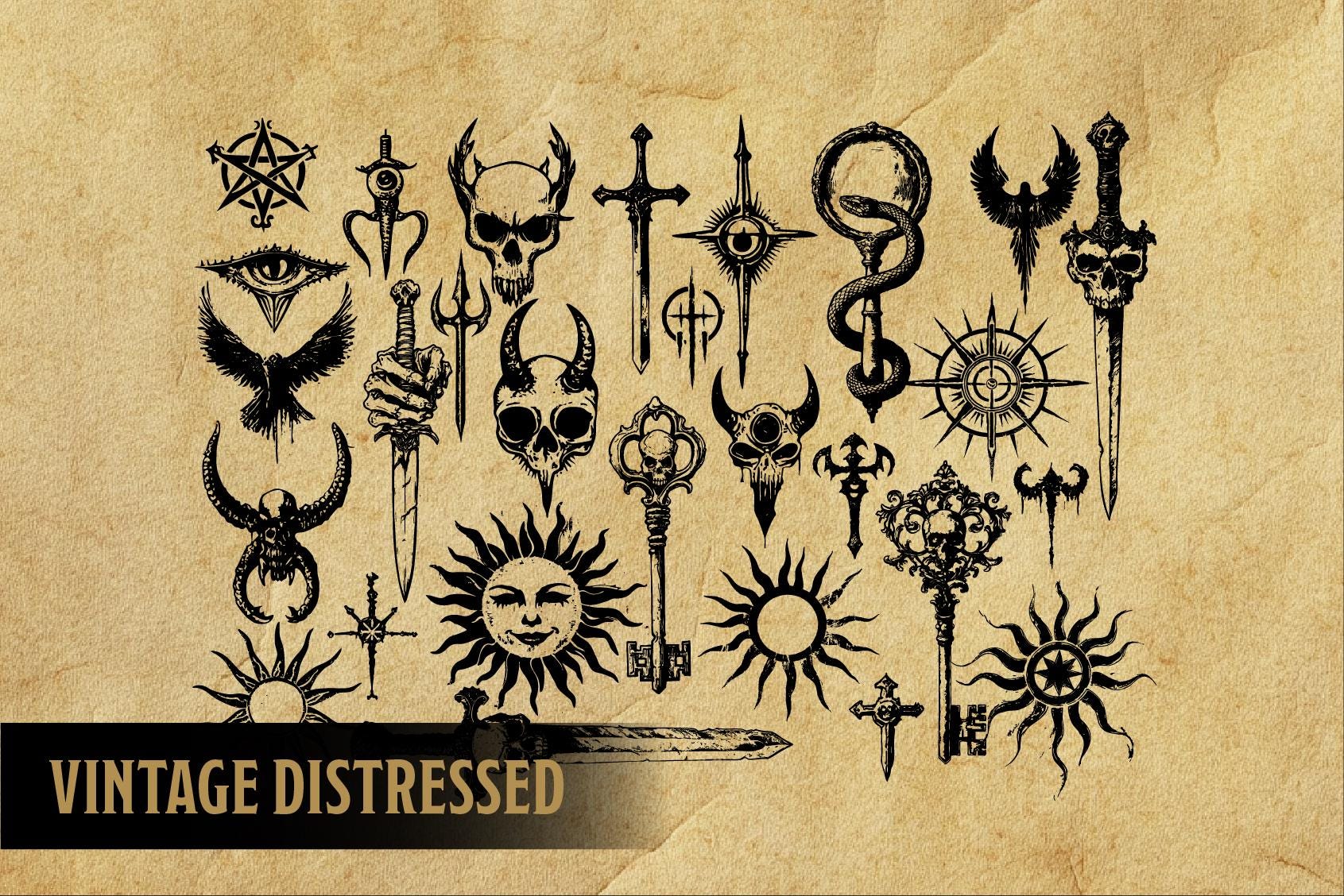 Esoteric Sigils & Occult Symbols – 100+ Distressed Pngs + Vector ...