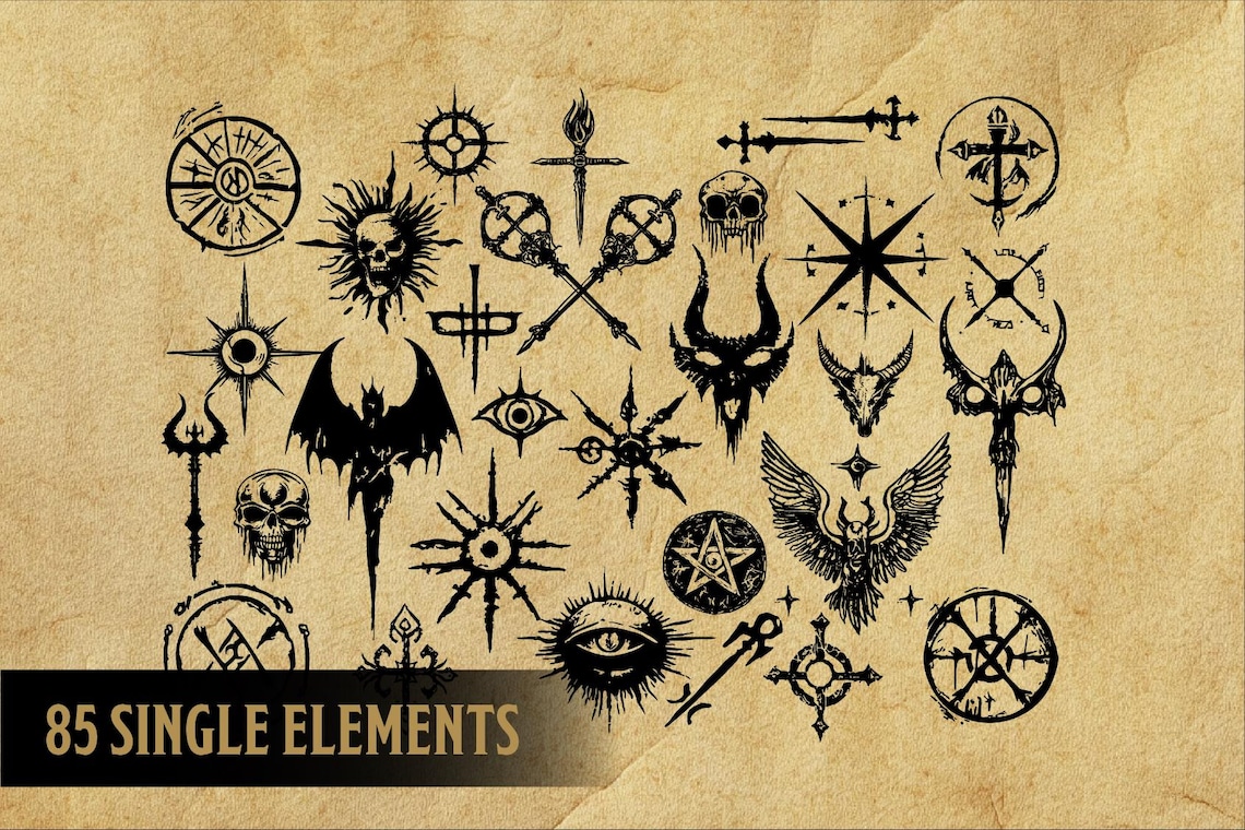 Esoteric Sigils & Occult Symbols – 100+ Distressed Pngs + Vector ...