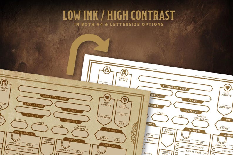 Fantasy D&D 5e Character Sheet – Clear Layout With Ornamental Design – A4 + Lettersize Printable ...