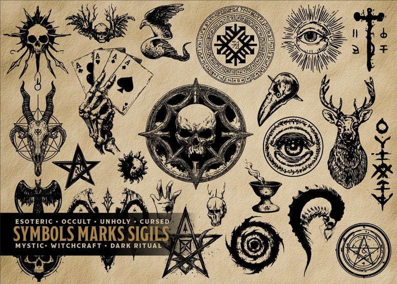 Esoteric Sigils & Occult Symbols – 100+ Distressed Pngs + Vector ...