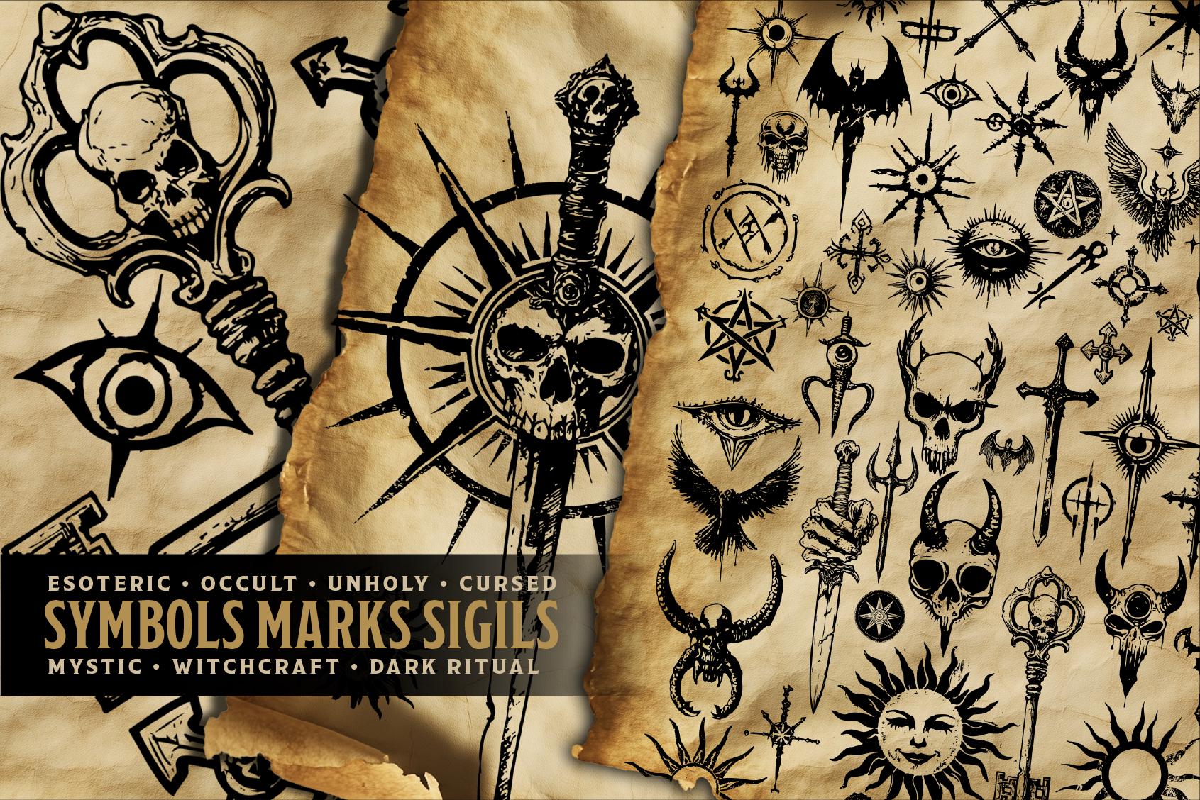 Esoteric Sigils & Occult Symbols – 100+ Distressed Pngs + Vector ...