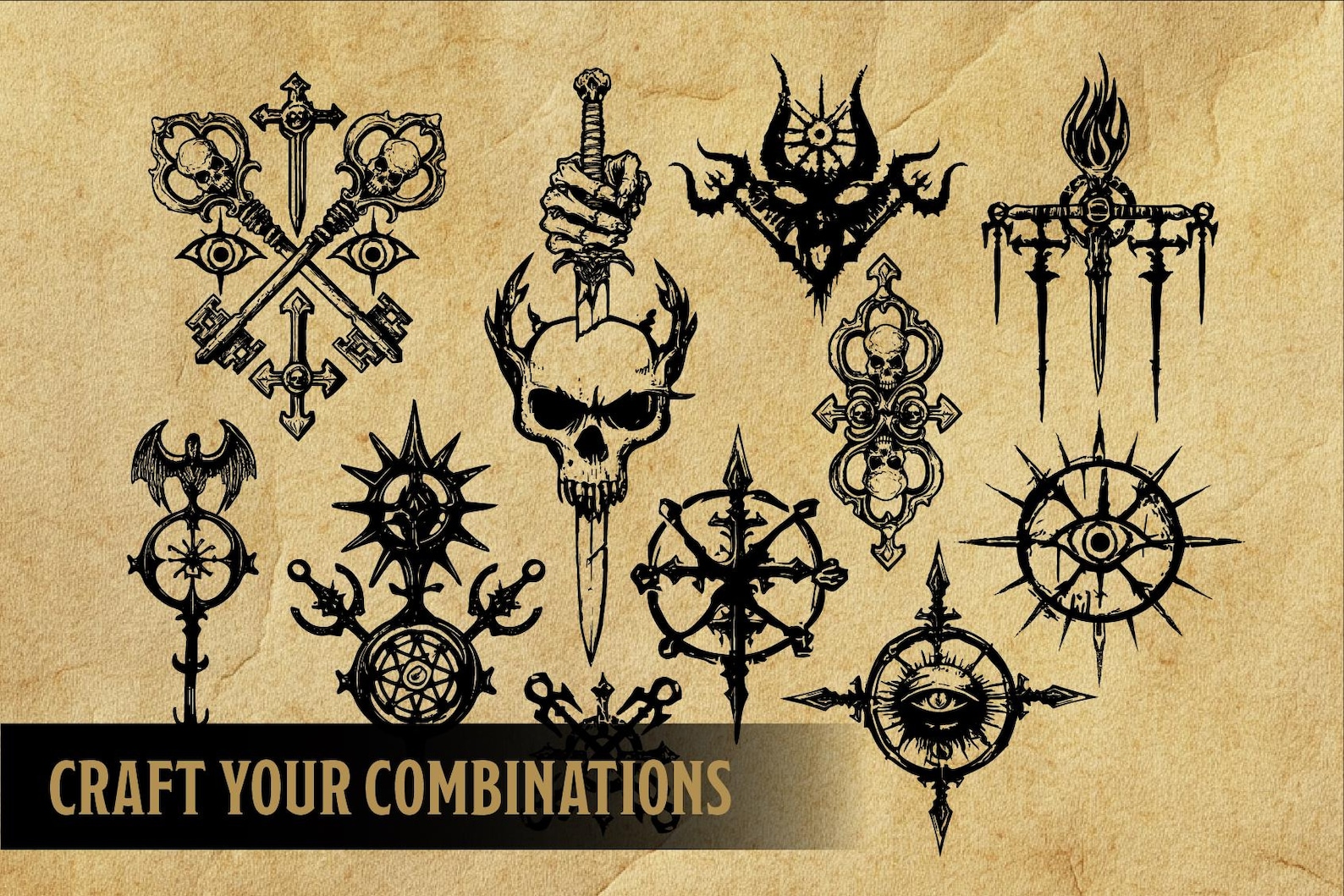 Esoteric Sigils & Occult Symbols – 100+ Distressed Pngs + Vector ...