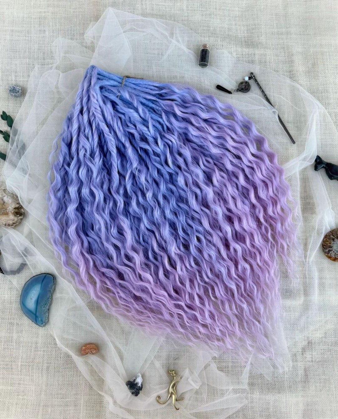 Curly Dreads, 22 Inches Violet Wavy Synthetic Dreadlock Extensions ...