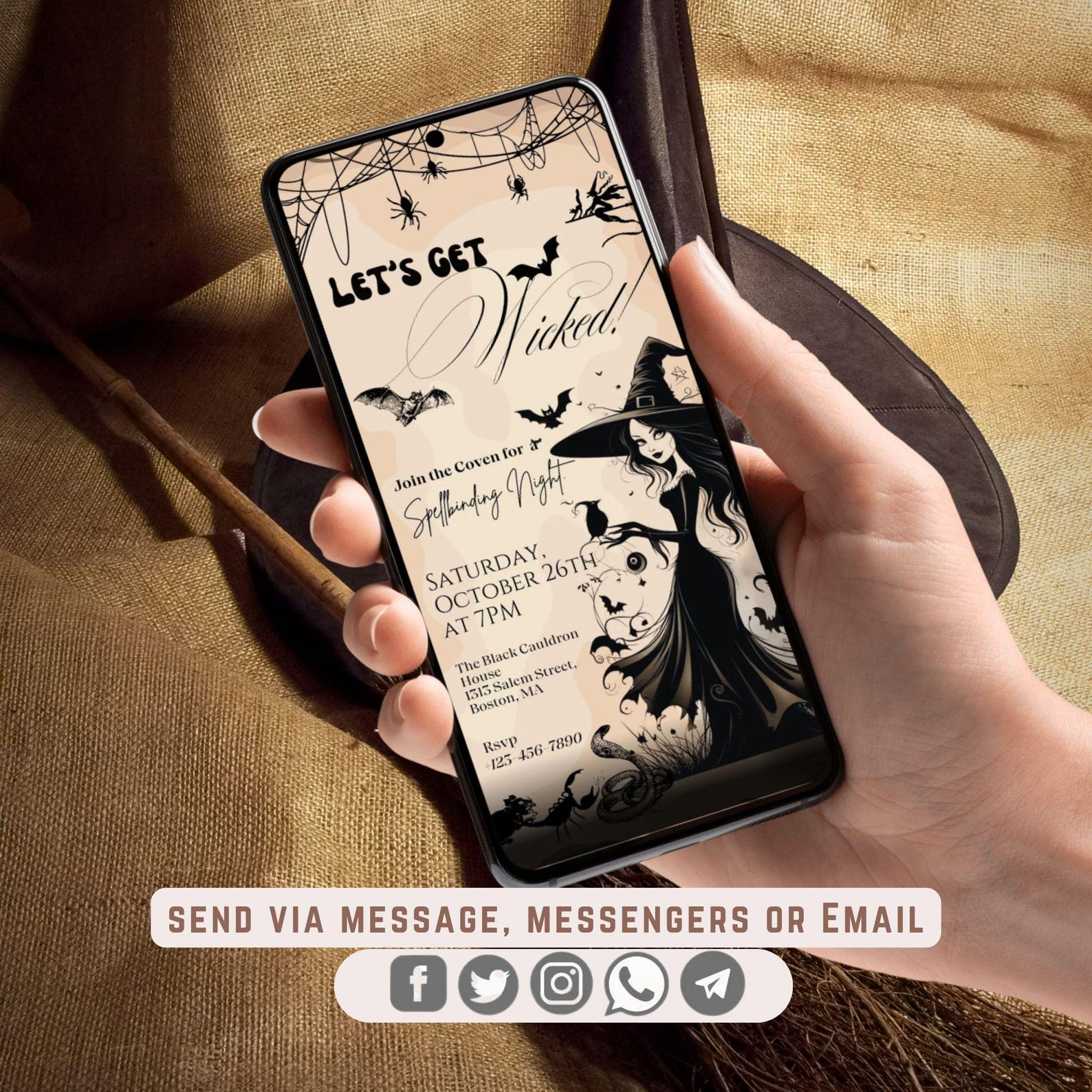 Halloween Witches Party Invitation | Spooky Digital Invite | Printable ...