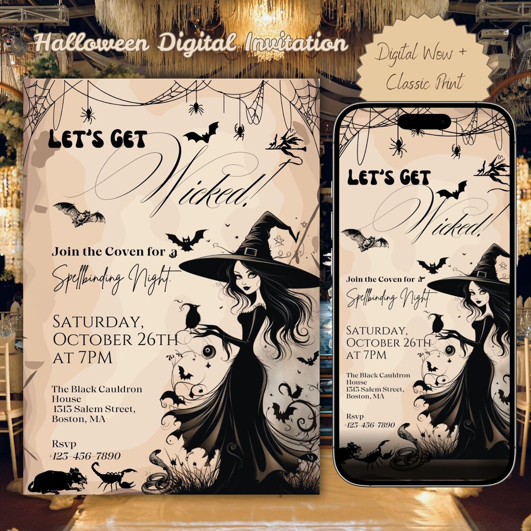 Halloween Witches Party Invitation | Spooky Digital Invite | Printable ...