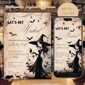 Halloween Witches Party Invitation | Spooky Digital Invite | Printable ...