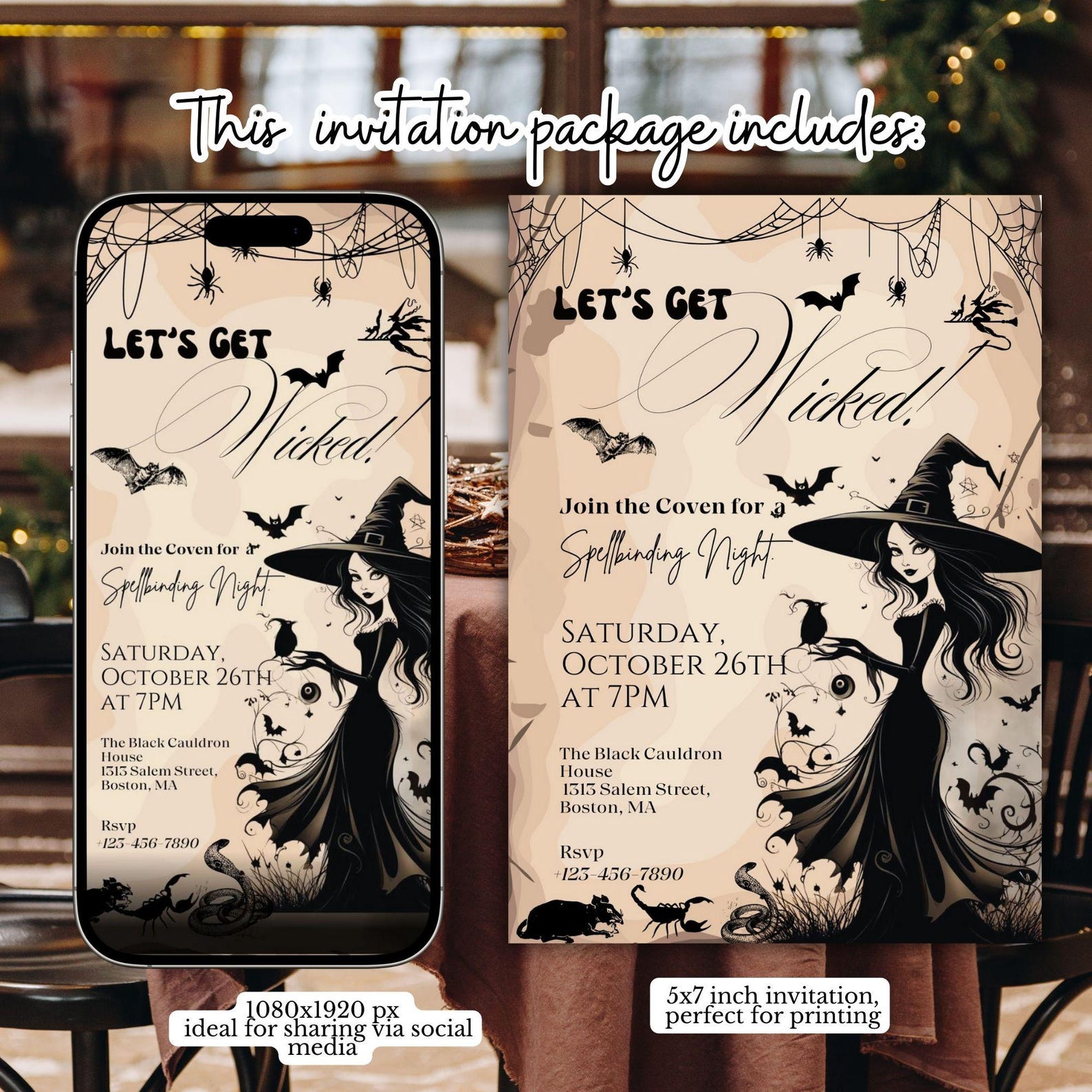 Halloween Witches Party Invitation | Spooky Digital Invite | Printable ...