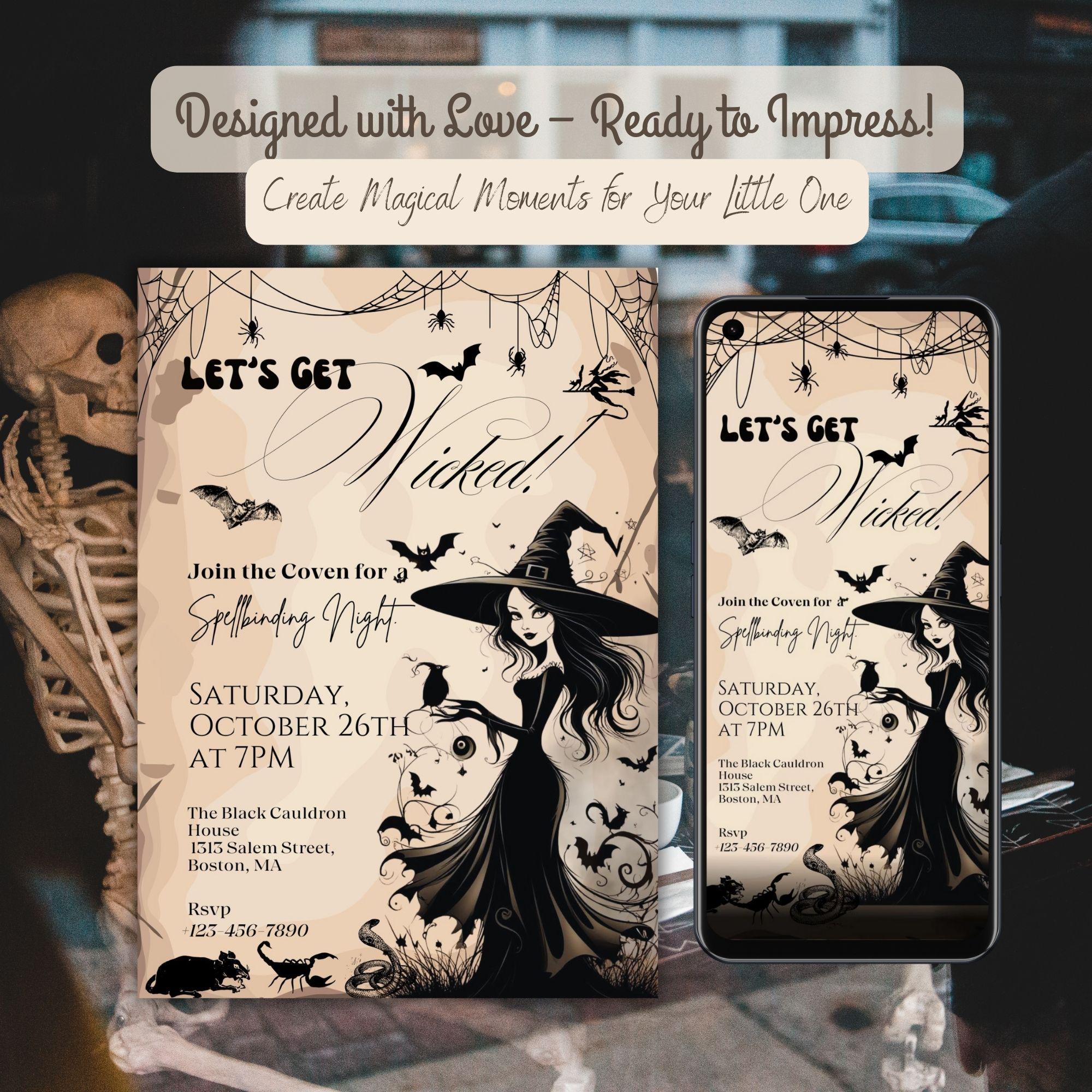 Halloween Witches Party Invitation | Spooky Digital Invite | Printable ...