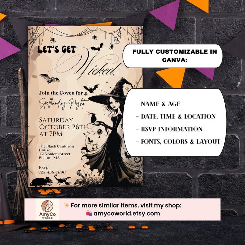 Halloween Witches Party Invitation | Spooky Digital Invite | Printable ...