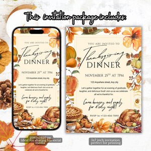 Thanksgiving Dinner Invitation Template | Editable Fall Family ...